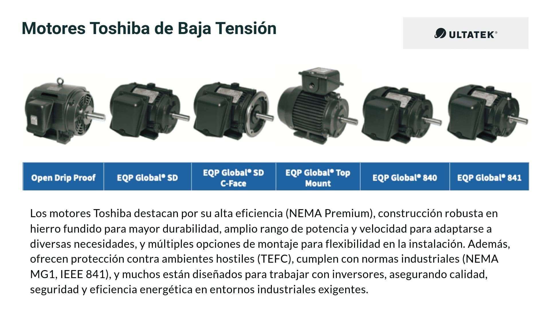 Proveedor de Motores Eléctricos Toshiba México | Media y Baja Tensión